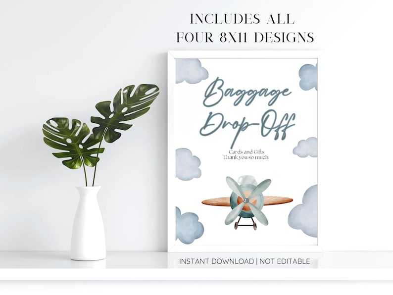 Airplane Vintage Party Signs - Baggage Claim - Drop off - in Flight ...