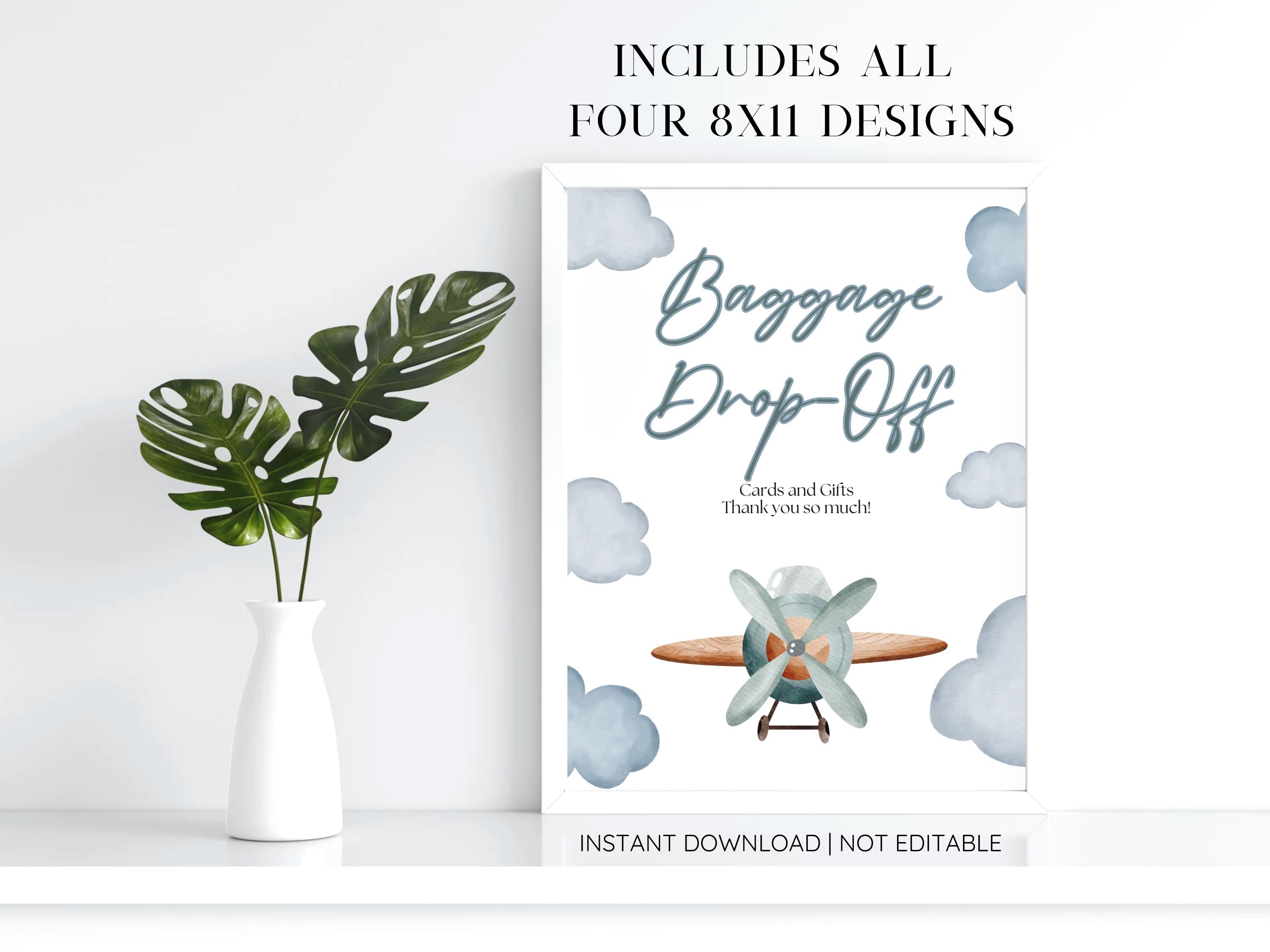 Airplane Vintage Party Signs - Baggage Claim - Drop off - in Flight ...
