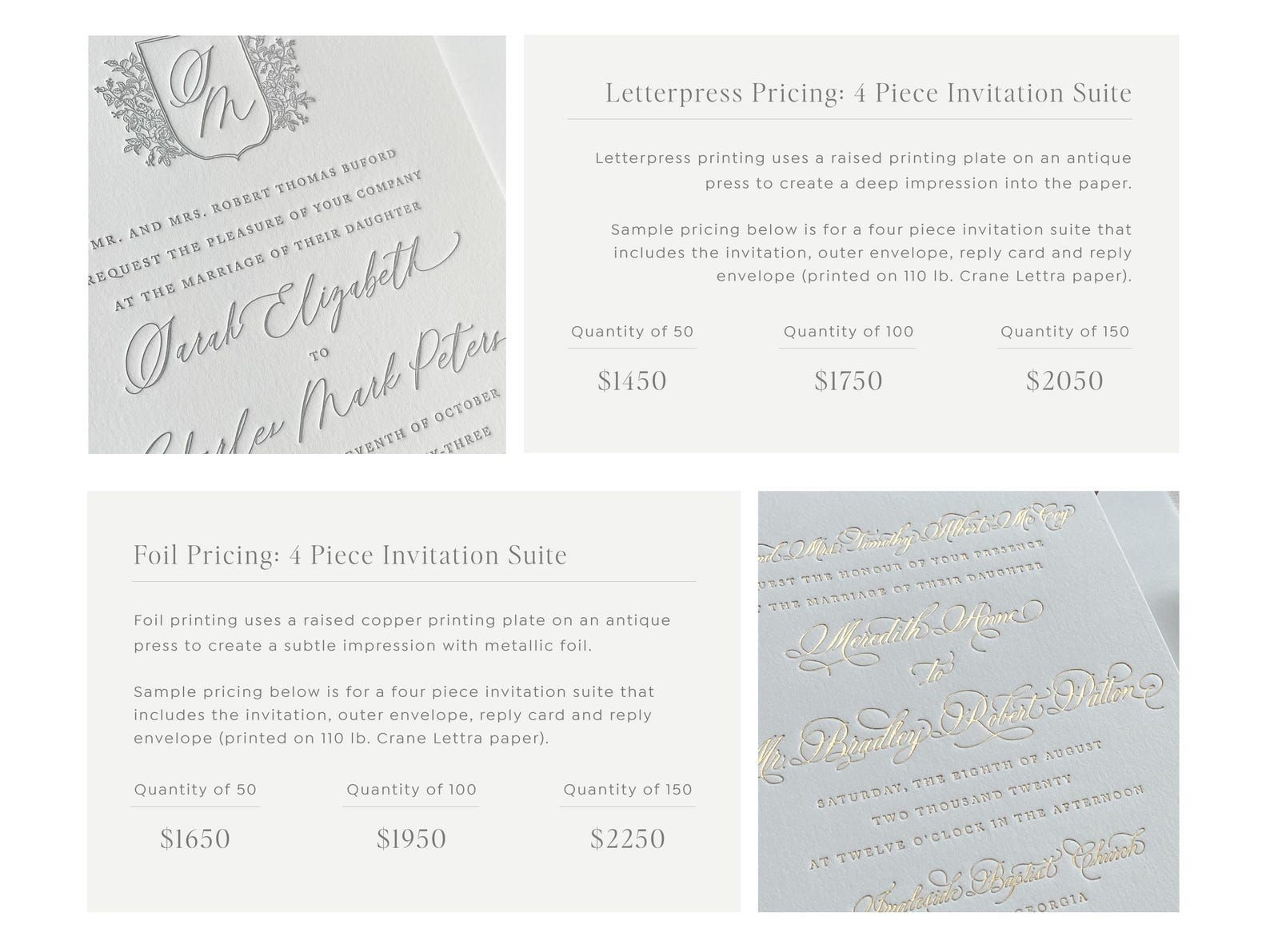 Letterpress Wedding Invitation - Bennet Design- Monogram,calligraphy ...
