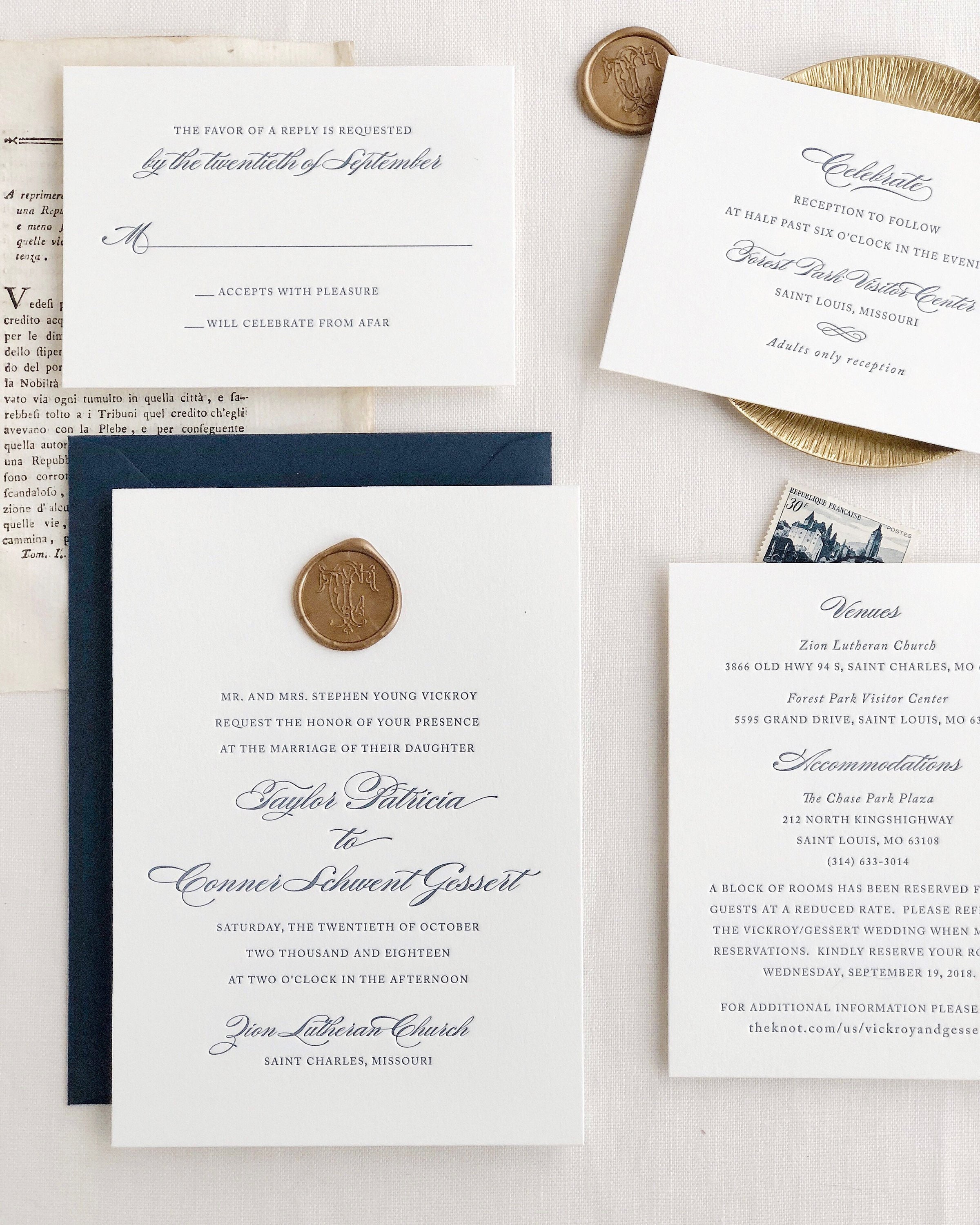 Letterpress Wedding Invitation - Bennet Design- Monogram,calligraphy ...