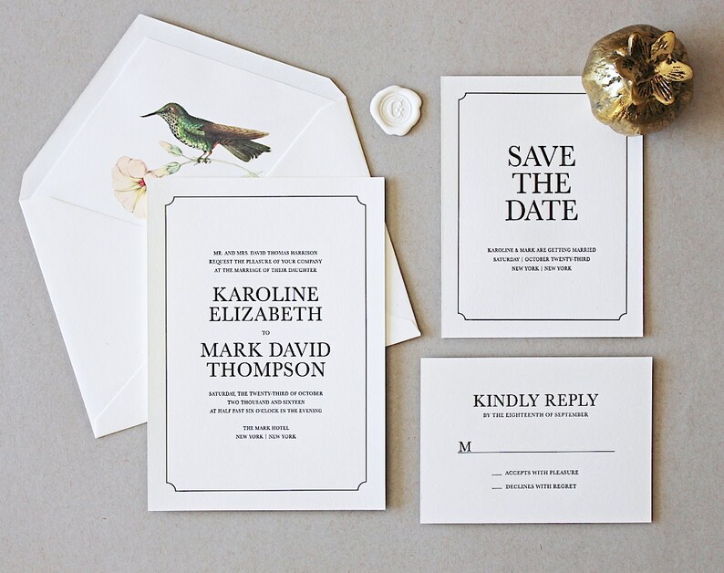 Letterpress Wedding Invitation - Madison Design - Calligraphy ...