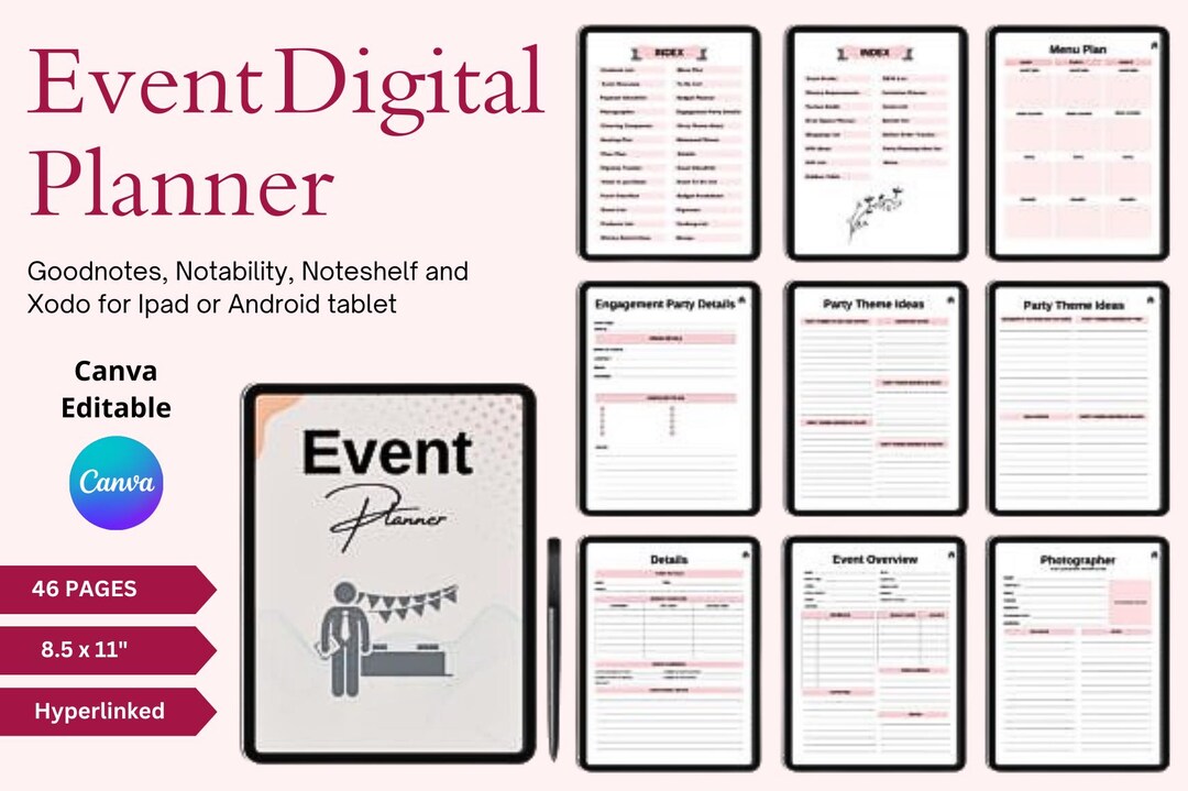Digital Event Planner Template | Editable Canva Event Planning Book ...