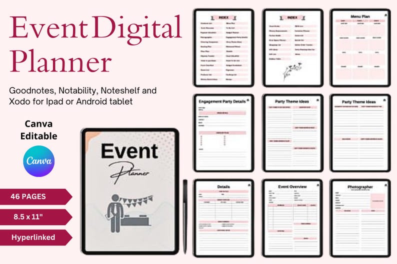 Digital Event Planner Template | Editable Canva Event Planning Book ...