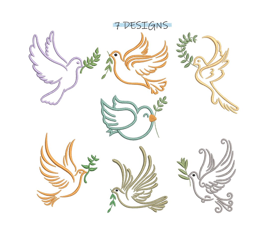 Dove Embroidery Design, Dove Machine Embroidery Package, Peace Dove ...