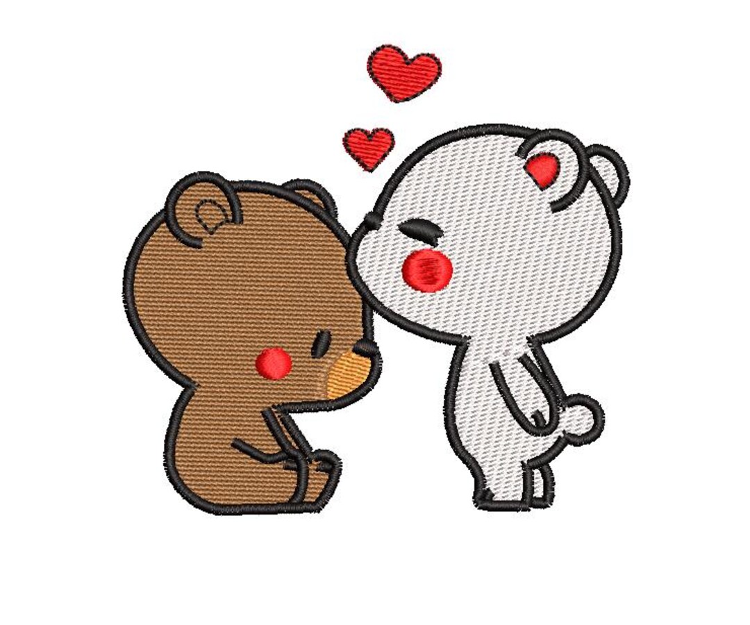 Diseño de bordado Osos dando Besos Diseño de Bordados de animales patrón de bordado a maquina ...