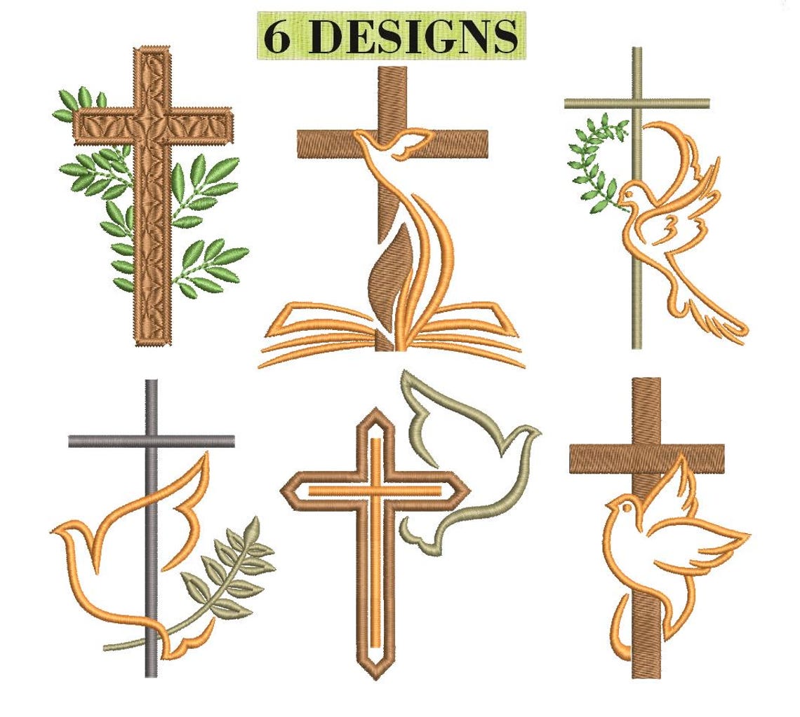 Christian Cross Embroidery Design, 6-pack Cross Embroidery Designs With ...