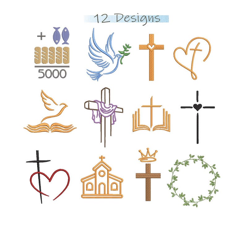 Stickmusterpaket Religion – Über 30 Stickmuster mit religiösen Symbolen ...