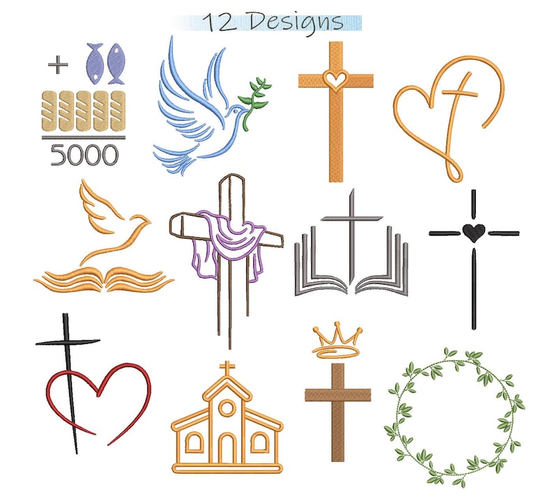 Pack de motifs de broderie religieux - Plus de 30 motifs de broderie de ...