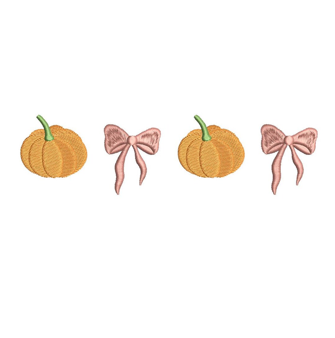 Pumpkin Embroidery Design With Bows, Fall Pumpkin Embroidery Pattern ...