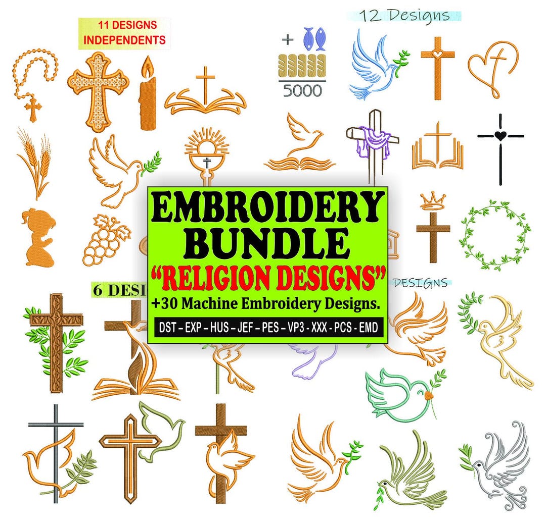 Paquete De Diseños De Bordado De Religión, Más De 30 Diseños De Bordado ...