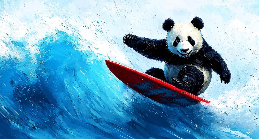 Surfing Panda PNG High Resolution Clipart for DTG, T-shirts, Mugs, Hoodies, Sublimation, Screen ...