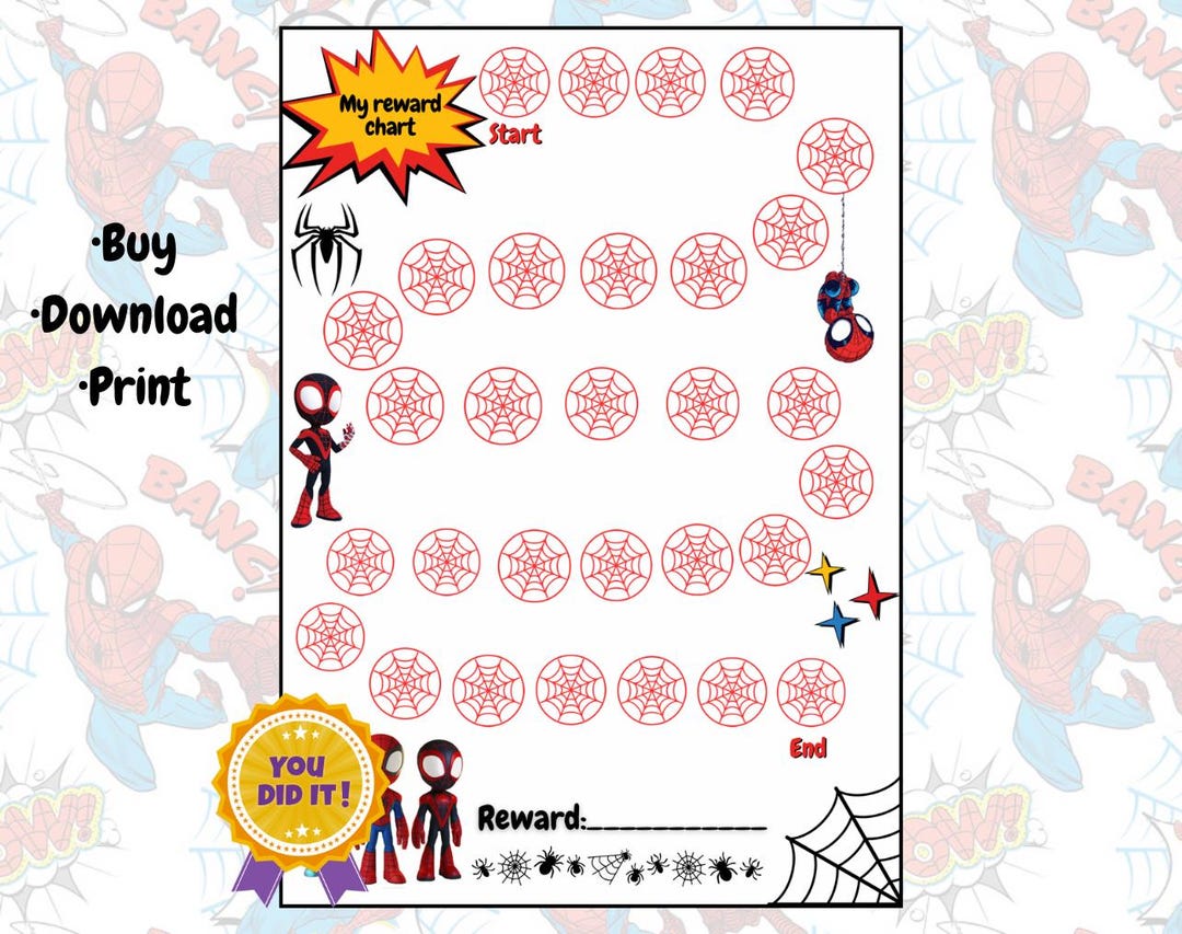 Spidey and His Amazing Friends Printable Reward Chart for Children ...