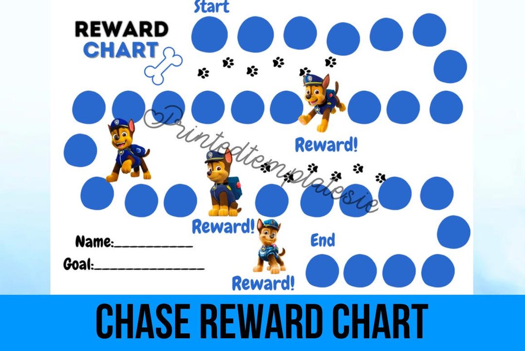 Paw Patrol Chase Reward Chart,printable Reward Chart for Kids,paw ...