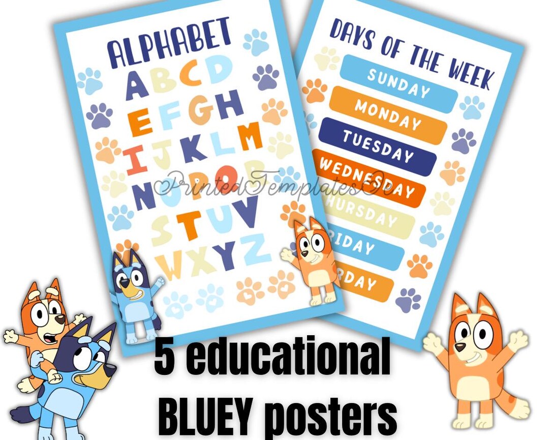 Bluey Posters for Preschool, Educational Bluey Posters, Bluey Wall Art ...
