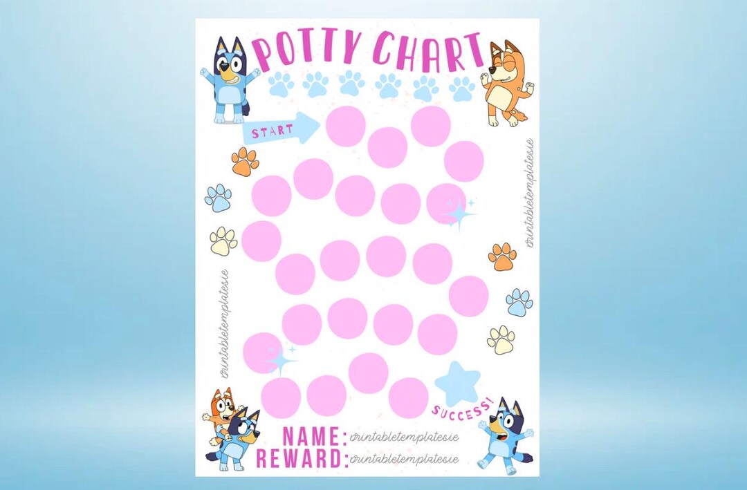Bluey Potty Training Chart,bluey and Friends Reward Chart,bluey Pink ...