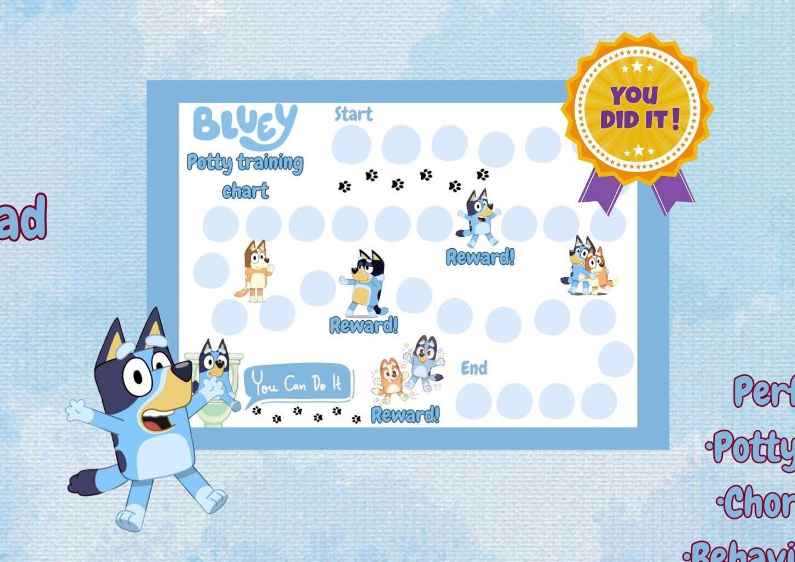 Bluey and Friends Printable Reward Chart for Children, Bluey Potty ...