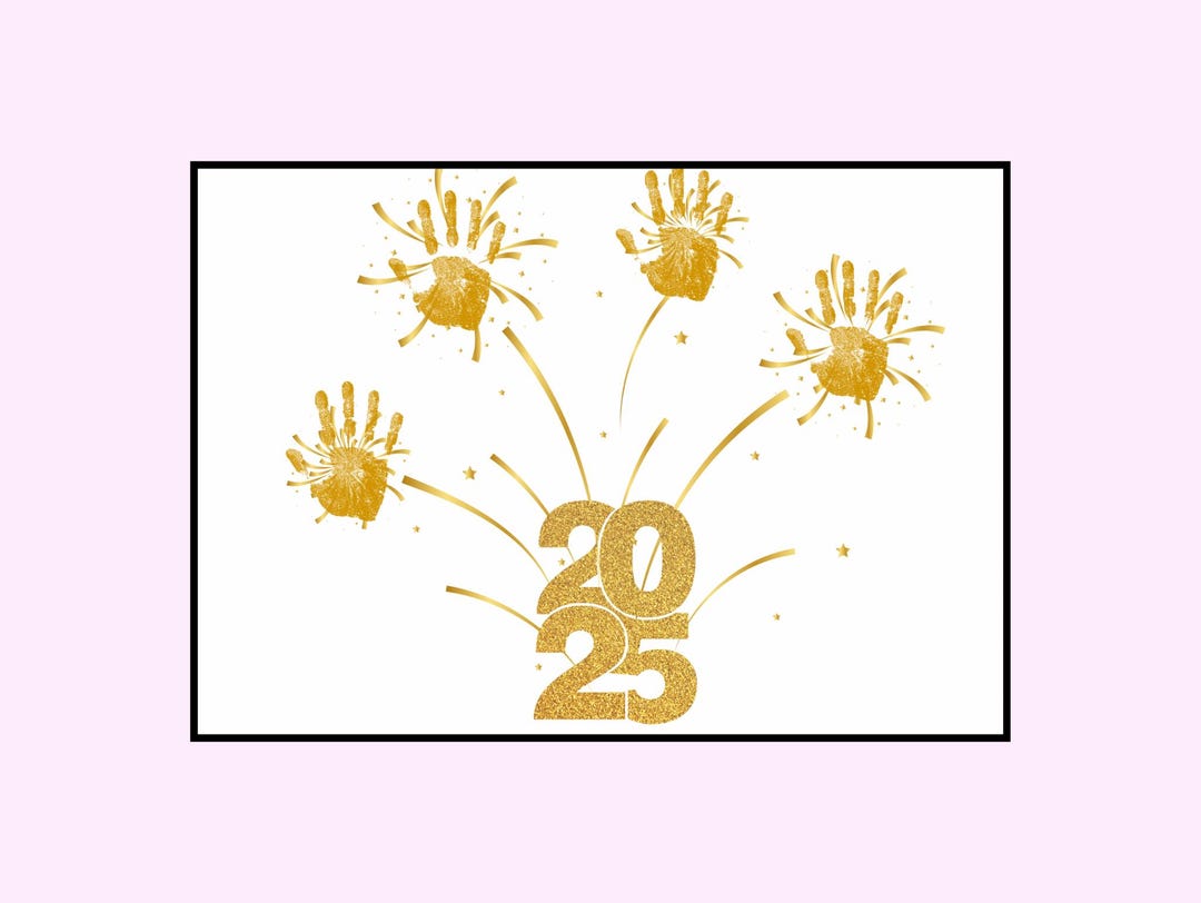New Years 2025 Hand Print Craft Keepsake for Kids New Years Handprint ...