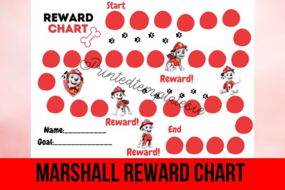 Paw Patrol Marshall Reward Chart,printable Reward Chart for Kids,paw ...