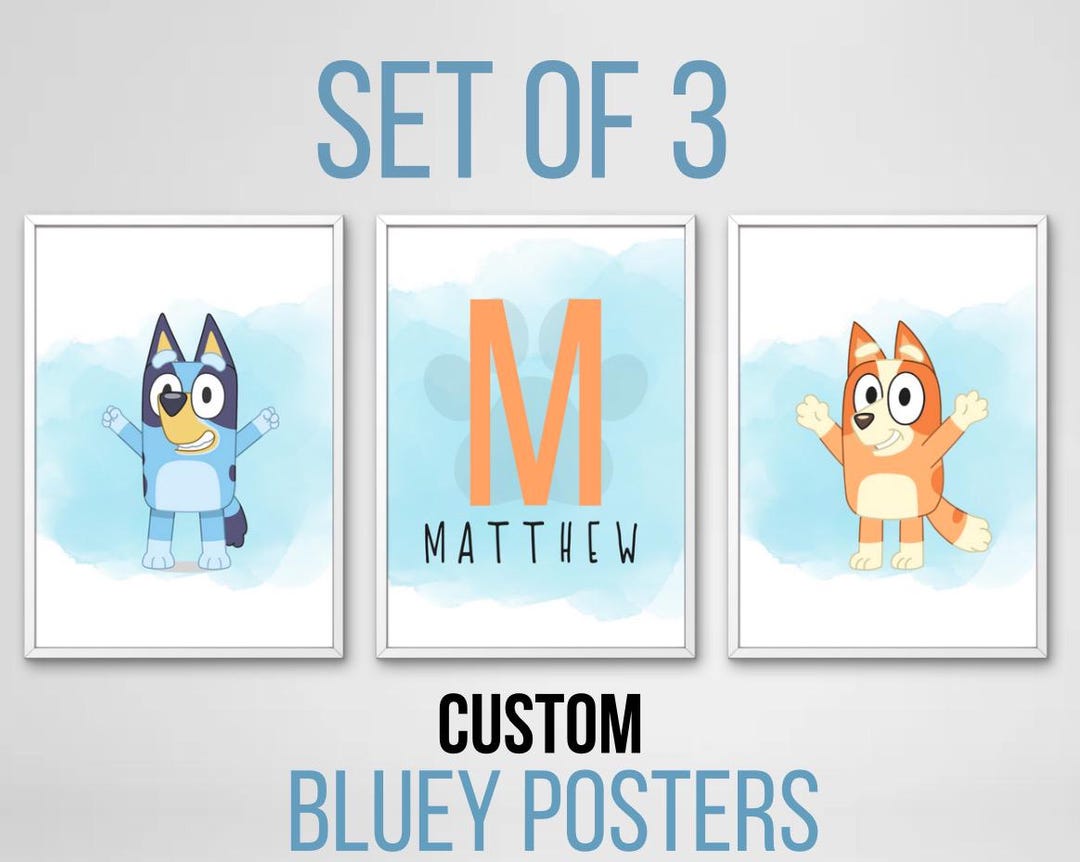 Bluey Digital Printable Wall Art Posters Set of 3 Bluey Wall Art ...
