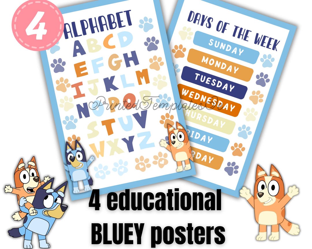 Bluey Posters for Preschool, Educational Bluey Posters, Bluey Wall Art ...