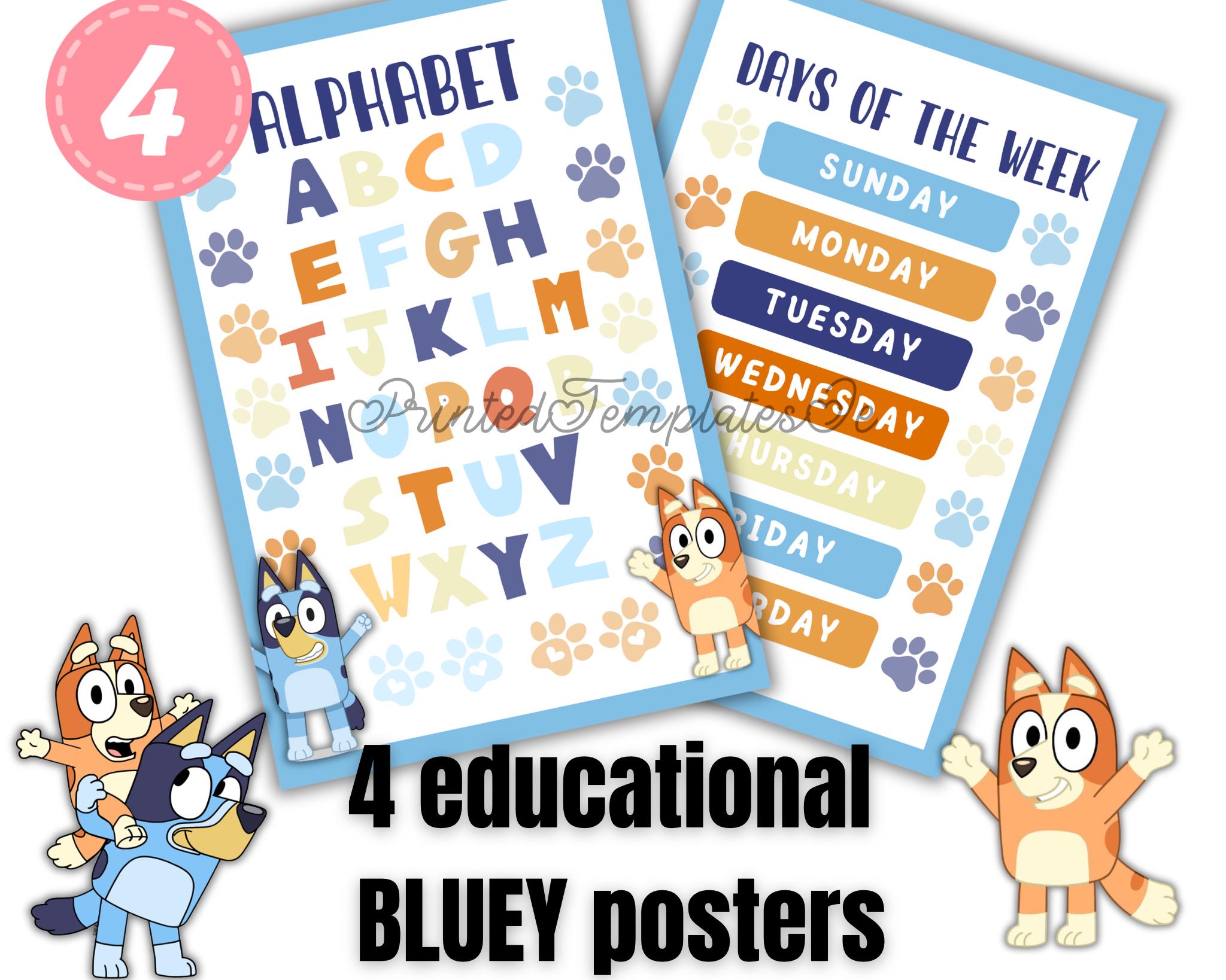 Bluey Posters for Preschool, Educational Bluey Posters, Bluey Wall Art ...