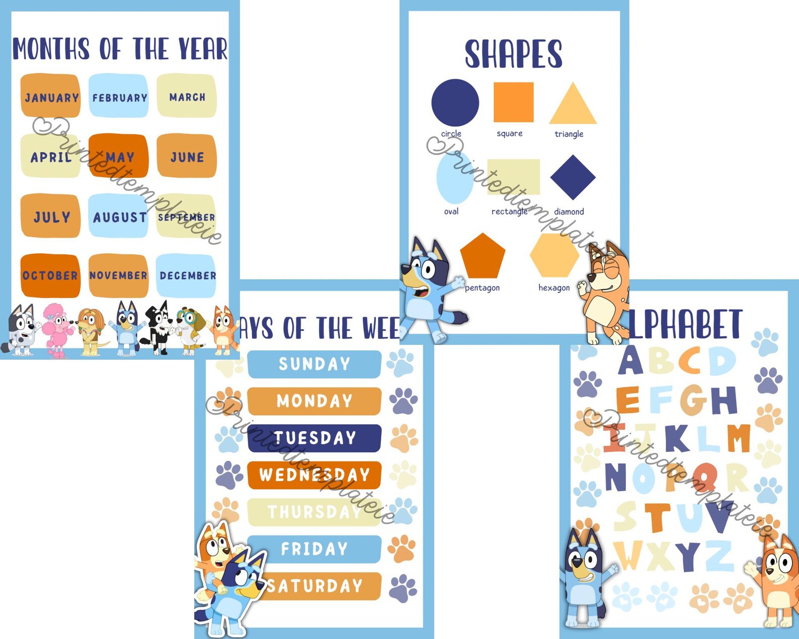 Bluey Posters for Preschool, Educational Bluey Posters, Bluey Wall Art ...