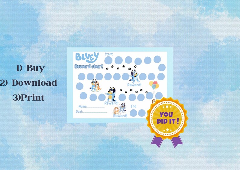 Bluey and Friends Printable Reward Chart for Children, Instant Download ...