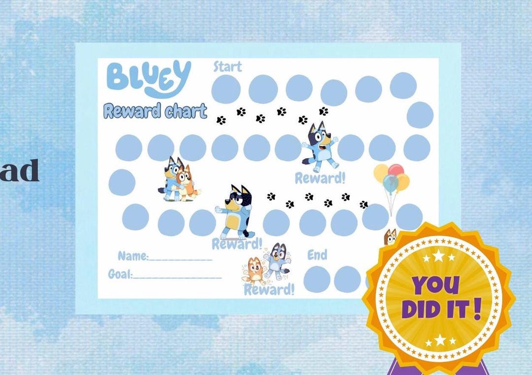 Bluey and Friends Printable Reward Chart for Children, Instant Download ...