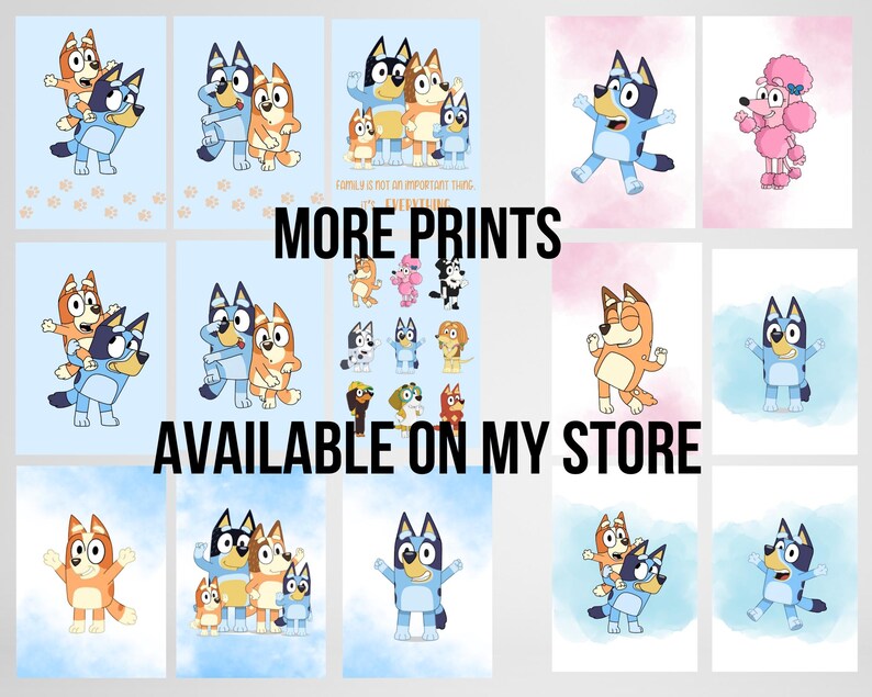 Bluey Digital Printable Wall Art Posters Set of 3 Bluey Wall Art ...