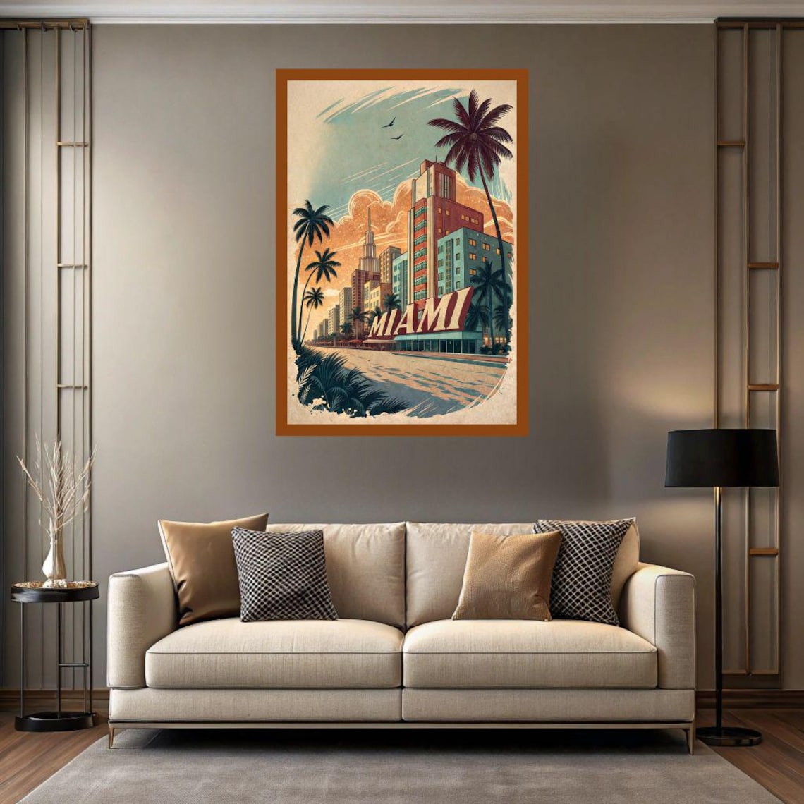 Vintage Miami Poster | Retro 1950s Cityscape Wall Art, Digital Download ...
