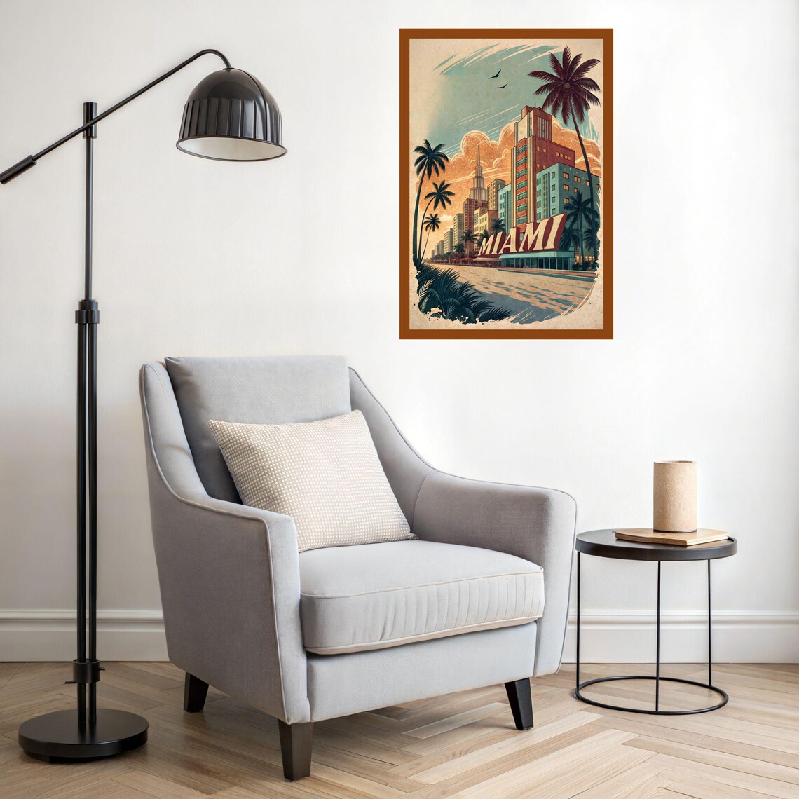 Vintage Miami Poster | Retro 1950s Cityscape Wall Art, Digital Download ...