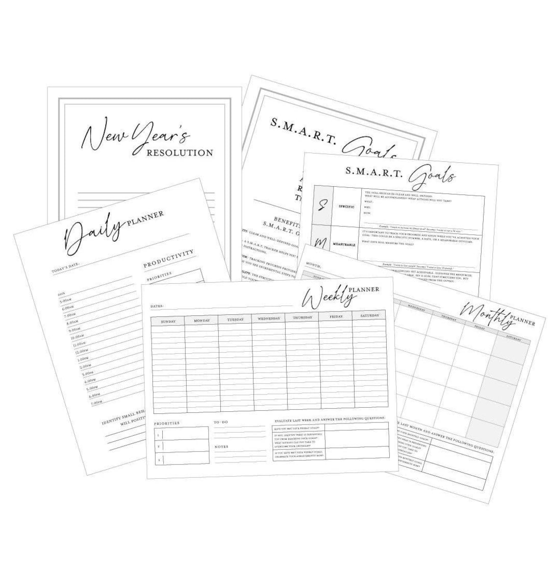 New Years Resolution Tracker SMART Goals Tracker Template Downloadable ...
