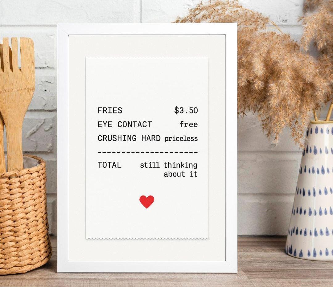 Aesthetic Kitchen Decor Funny Receipt Art Print Cute Cooking Art Print ...