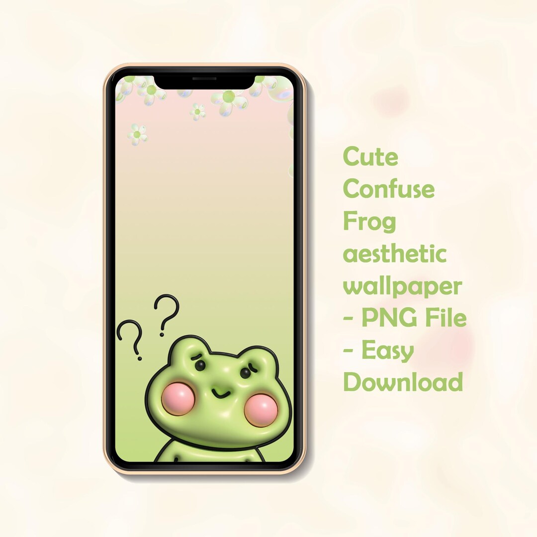 Phone Digital Wallpaper, Frog Aesthetic, Confused, Cute, 3d Wallpaper ...