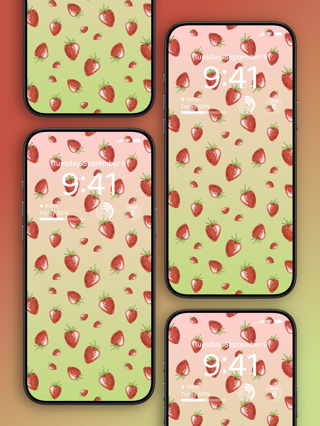 Strawberry Shortcake Phone Wallpapers | Watercolor PNG Download - Etsy