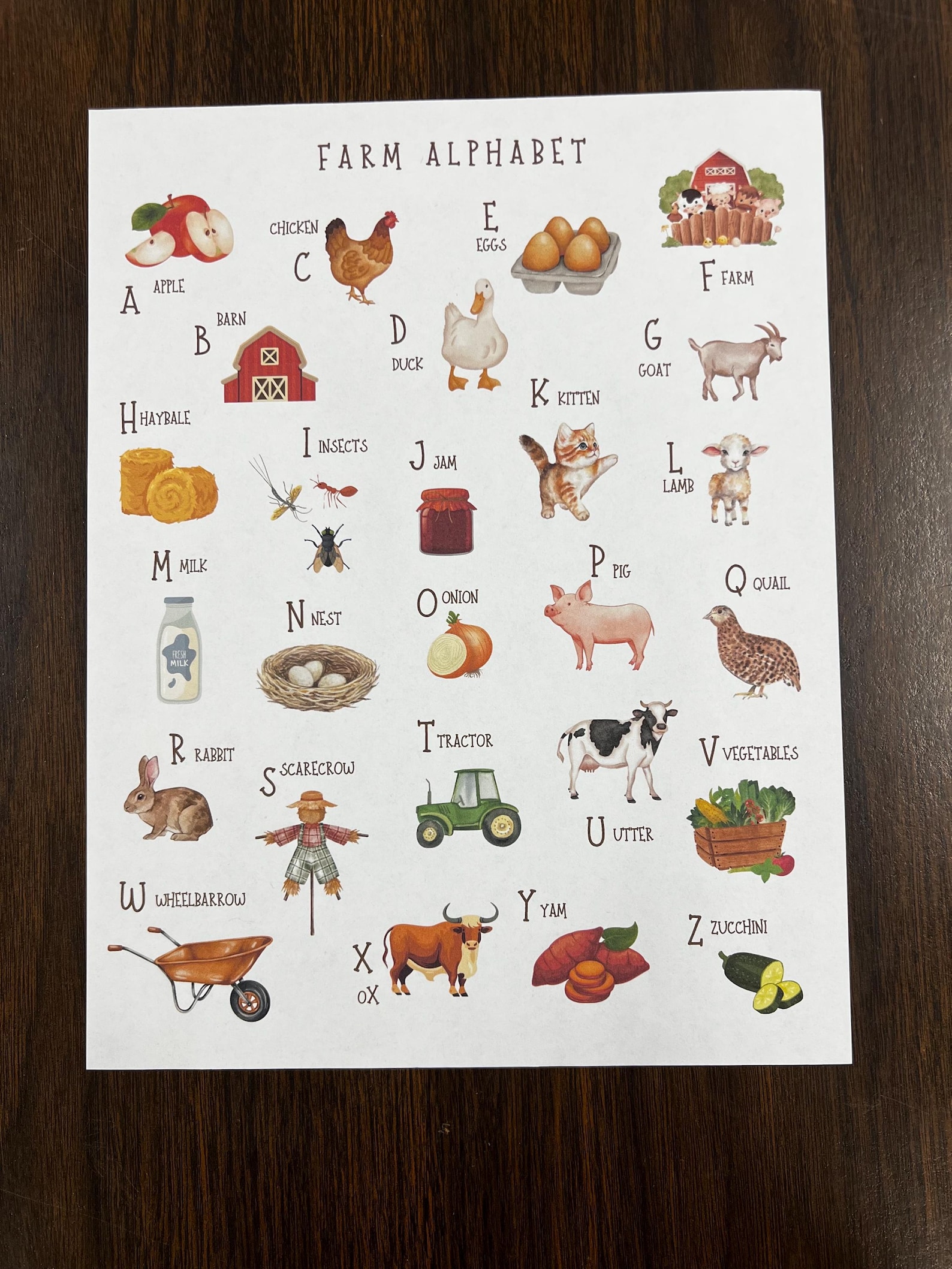 Farm Alphabet Chart | Printable Letter Chart for Kids | Farmhouse ...