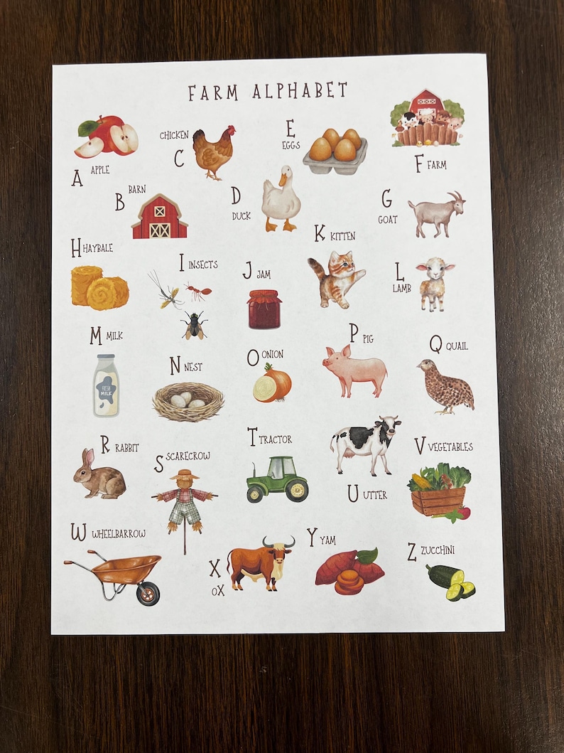Farm Alphabet Chart | Printable Letter Chart for Kids | Farmhouse ...