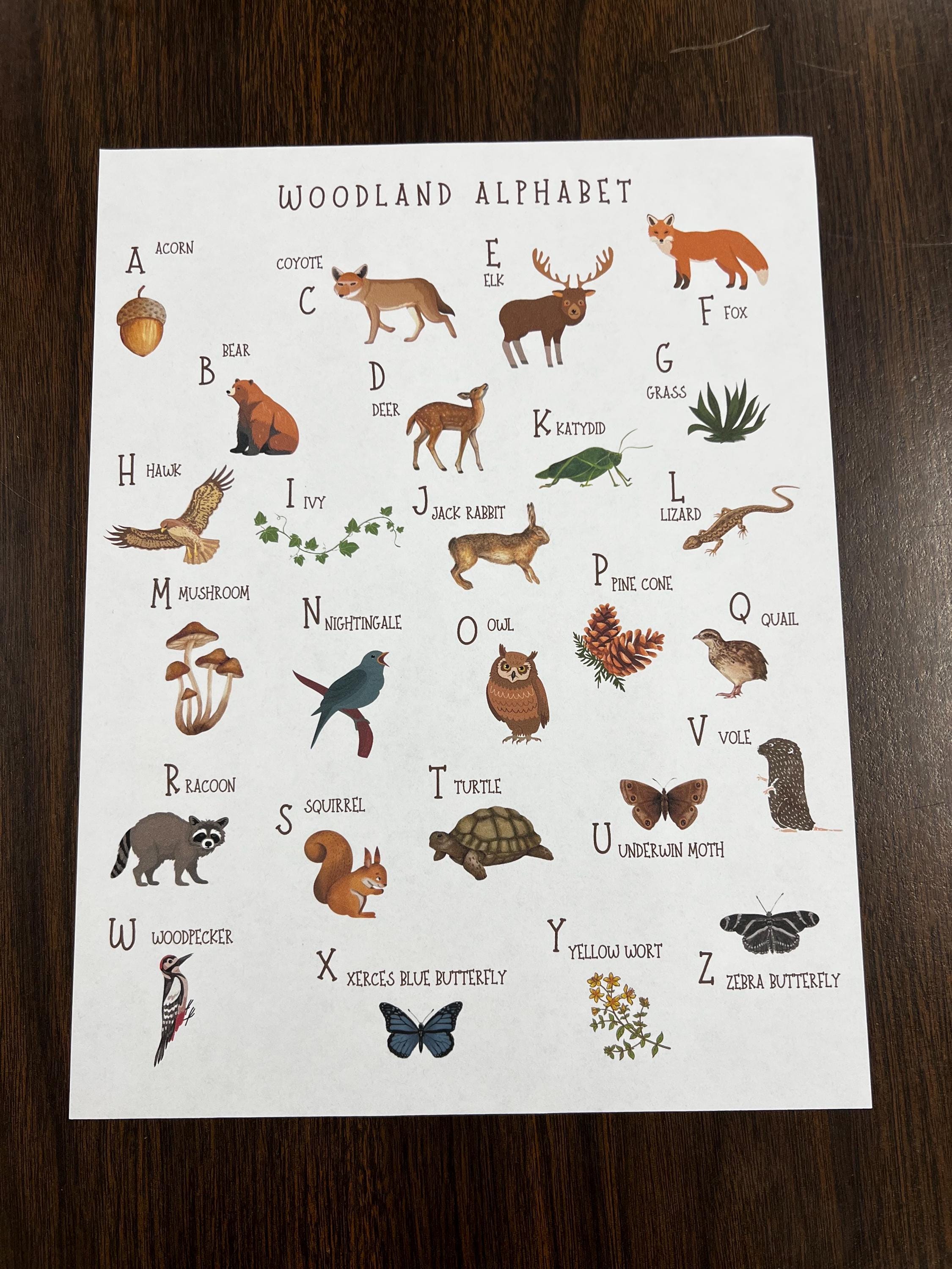 Woodland Alphabet Chart | Printable Letter Chart for Kids | Farmhouse ...