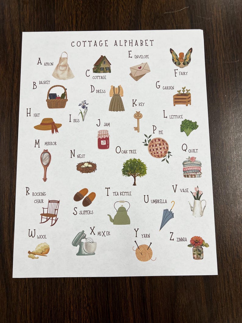 Cottage Alphabet Chart | Printable Letter Chart for Kids | Farmhouse ...