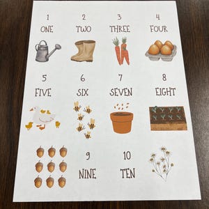 Cottagecore Numbers Chart | Printable Counting Chart for Kids ...