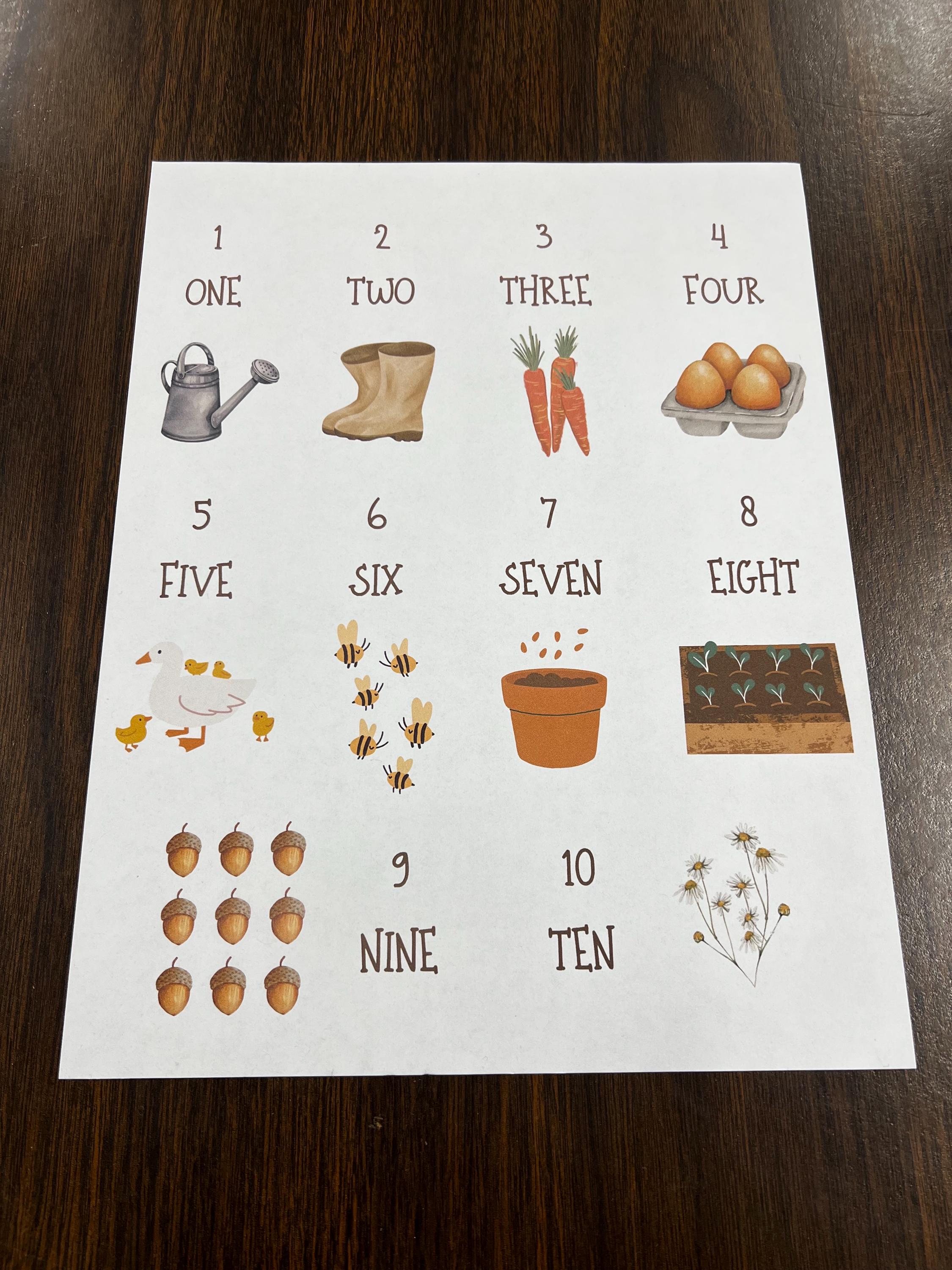 Cottagecore Numbers Chart | Printable Counting Chart for Kids ...
