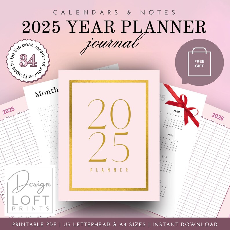 Trendy Pink Printable Planner Stay Organized With This Pink & Gold 2025 ...
