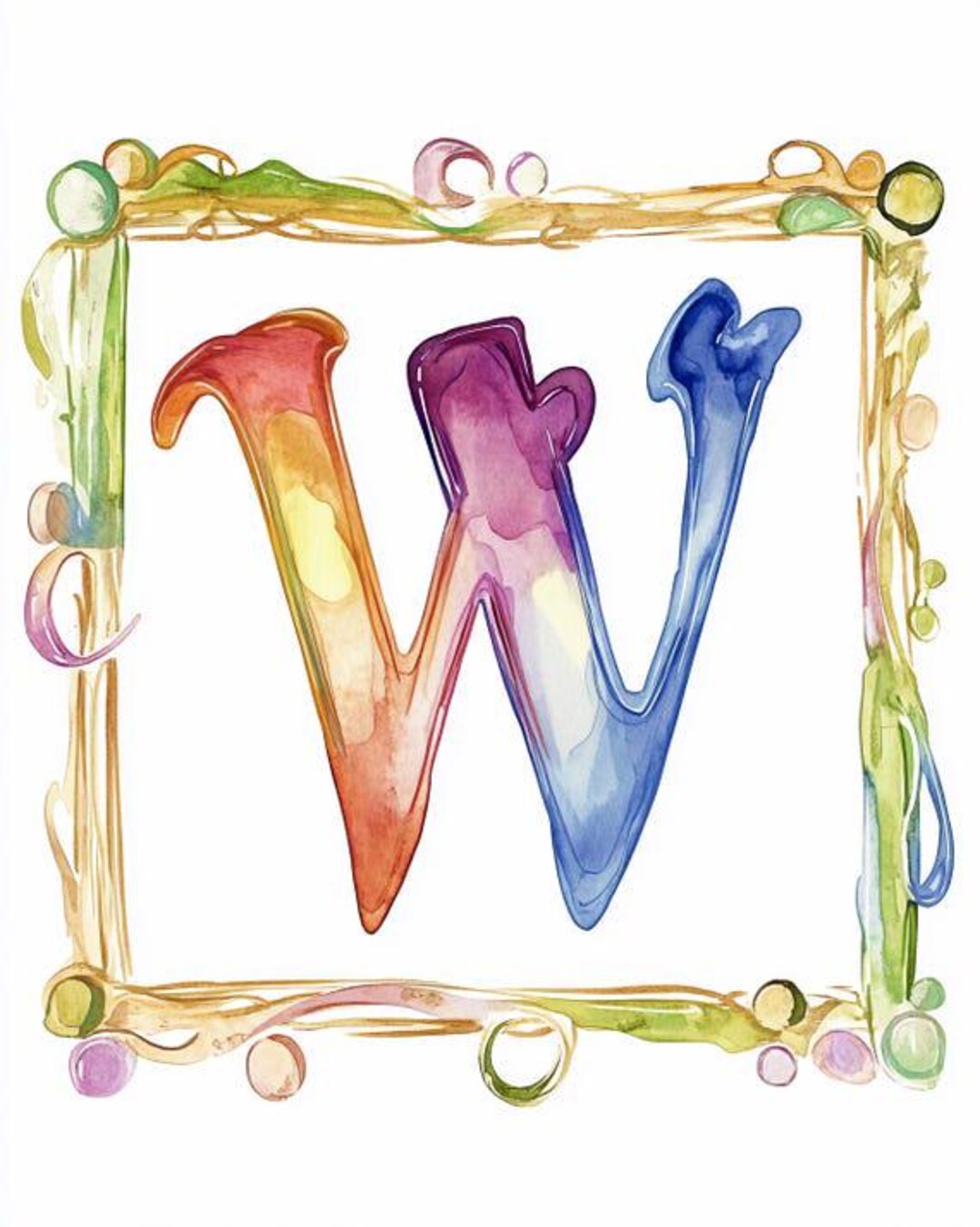 Letter W Variety Pack | Stylized Woodblock, Watercolor and Stylized ...