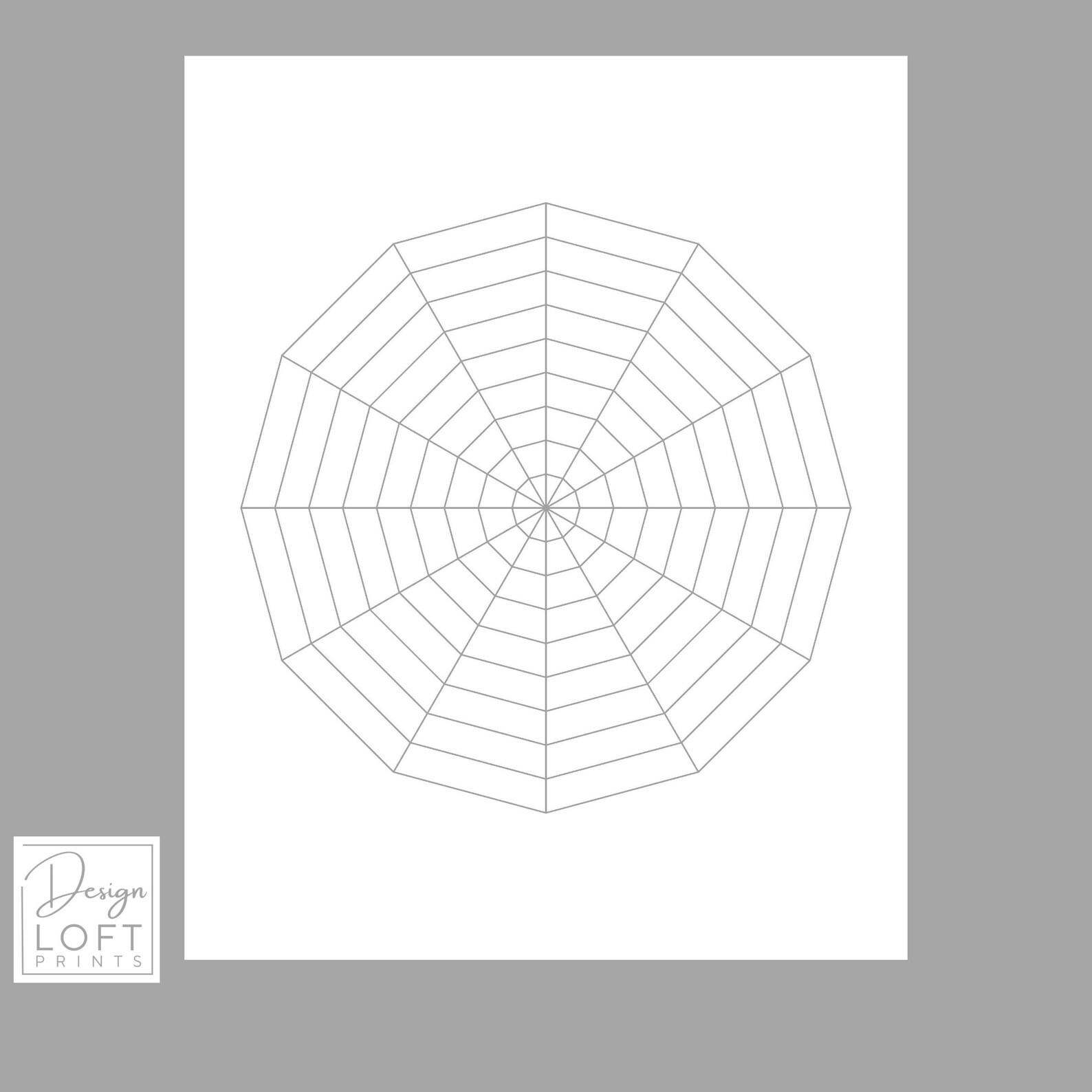 Spiderweb Grid Graph Paper: Printable PDF Vector Clipart for Drawing ...