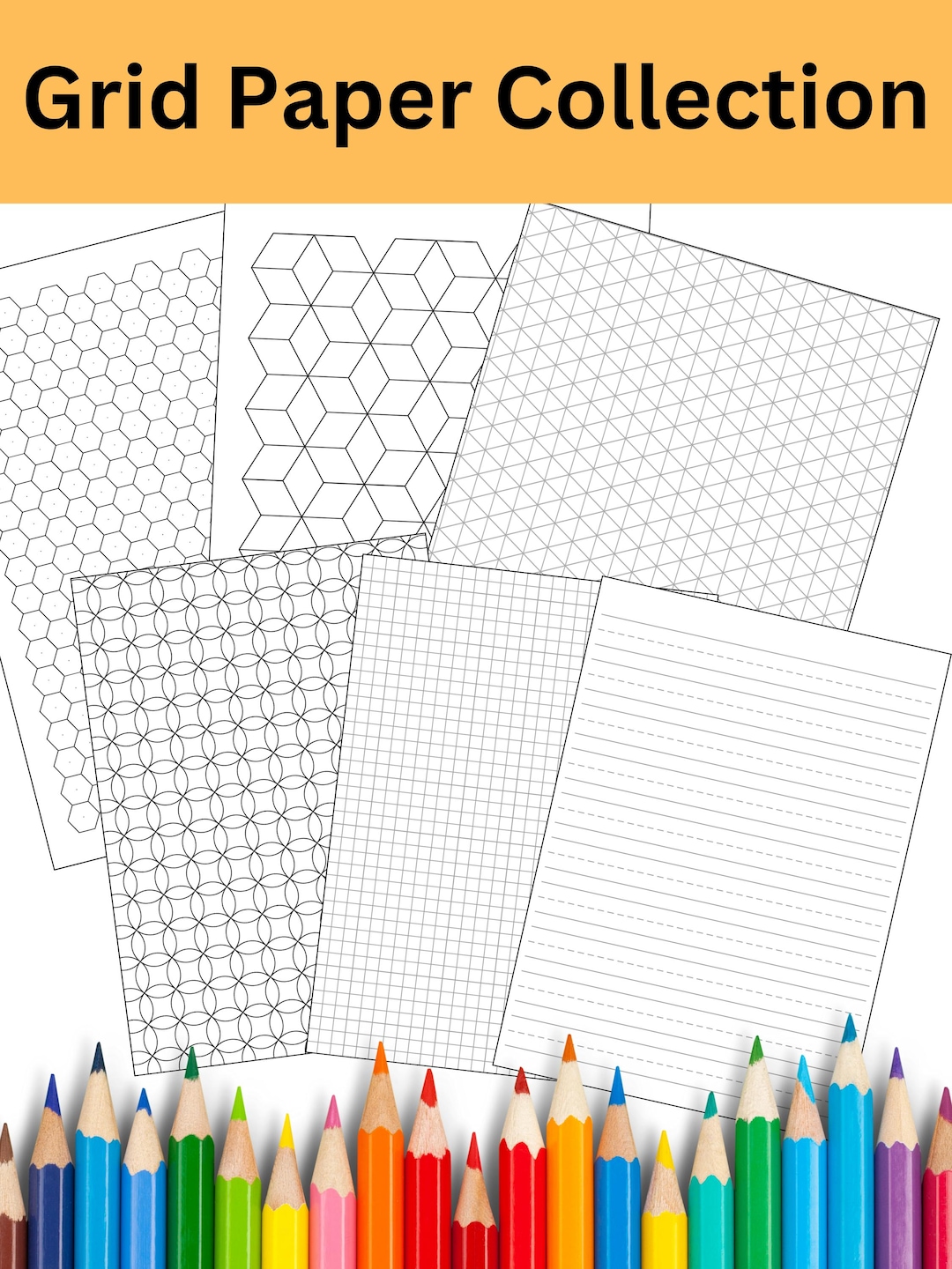 Diverse Graph Paper Set: 24 Classic Styles for Drawing, Writing, Design ...