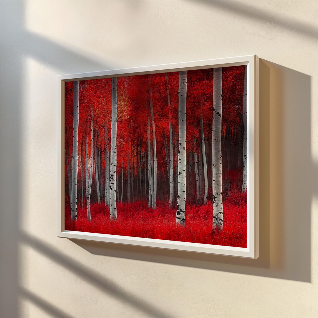 Beautiful Red Tree Landscape Poster Nature Wall Art, Unique Gift Idea ...
