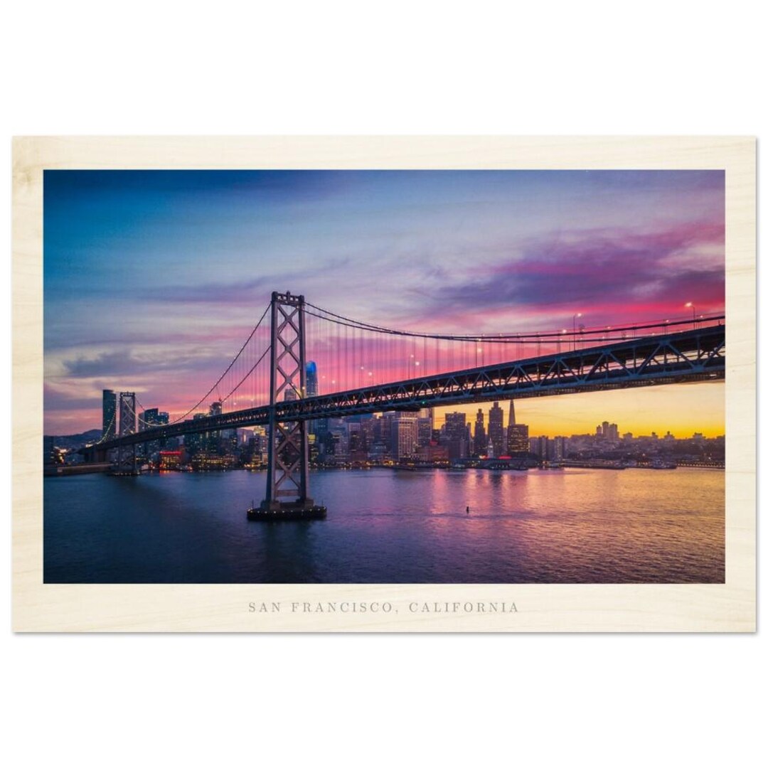 San Francisco Bay Bridge at Suset | Wood Print - Etsy