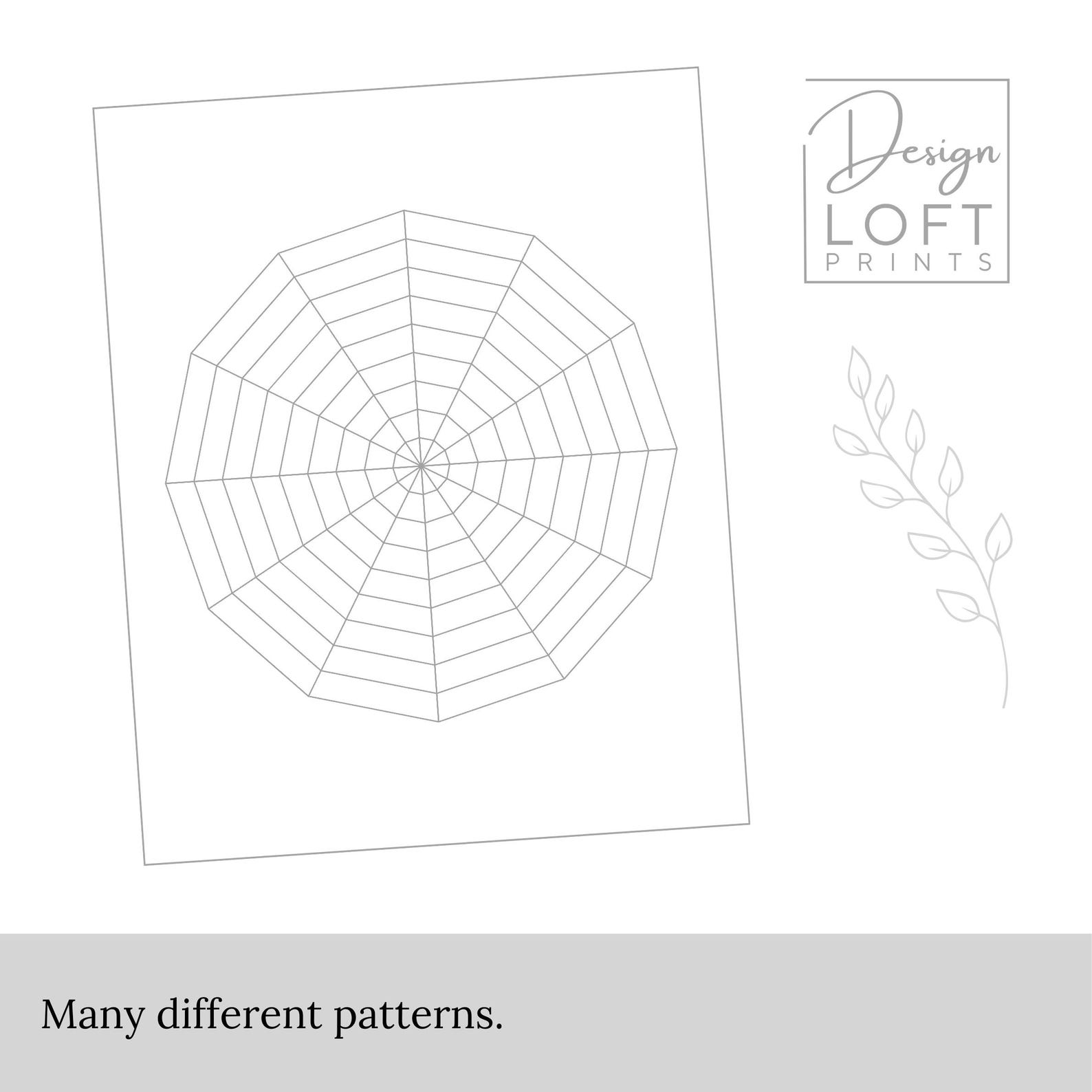 Spiderweb Grid Graph Paper: Printable PDF Vector Clipart for Drawing ...
