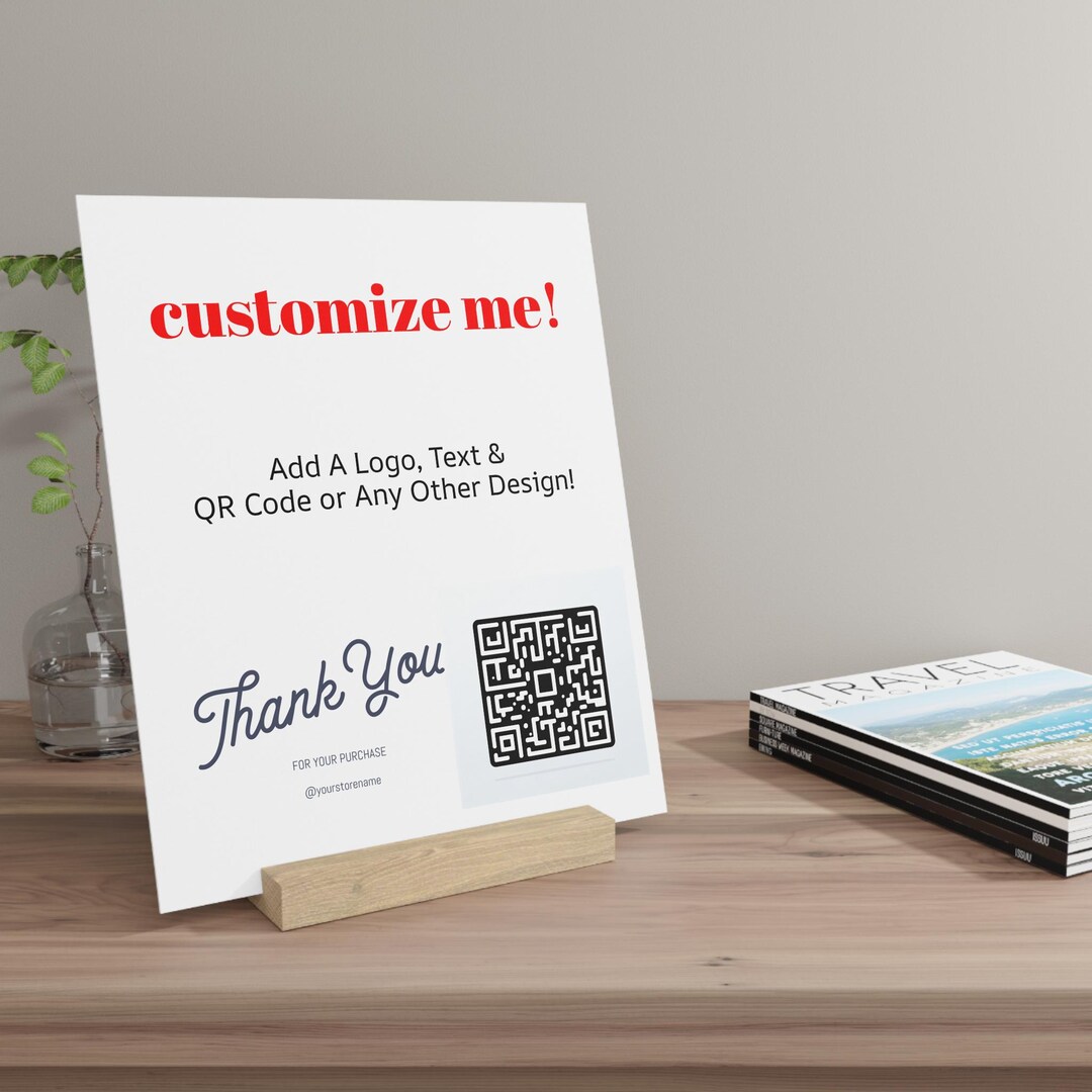 Custom Countertop Sign Board With Stand - Add Your Design, QR Code ...