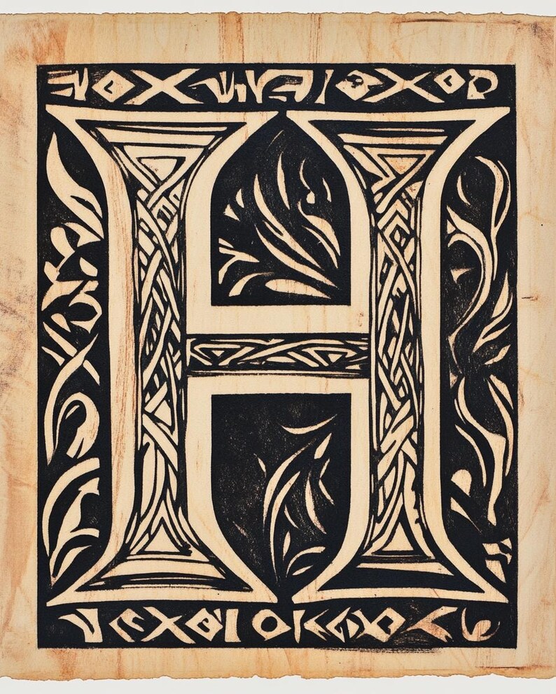 Letter H Variety Pack | Stylized Woodblock, Watercolor and Stylized ...